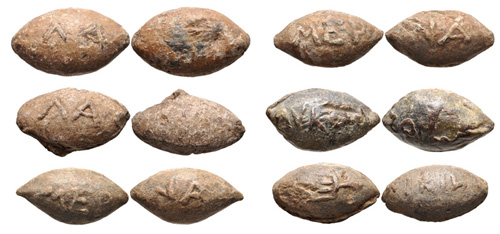 CNG: eAuction 266. Lot of six (6) lead sling bullets. Greek ...