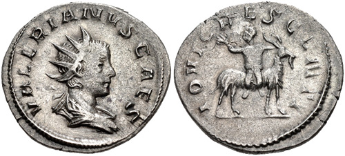 CNG: eAuction 343. Valerian II. Caesar, AD 256-258. Antoninianus (22mm ...