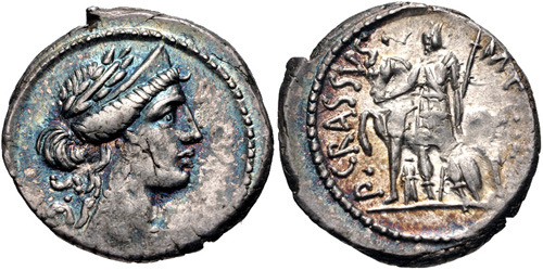 CNG: eAuction 421. P. Licinius Crassus M.f. 55 BC. AR Denarius (19mm, 3 ...