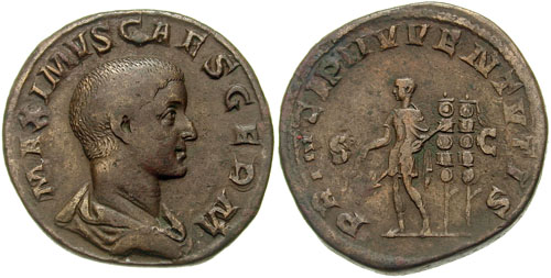 CNG: eAuction 58. MAXIMUS, as Caesar. 235-238 AD. Æ Sestertius (30mm ...